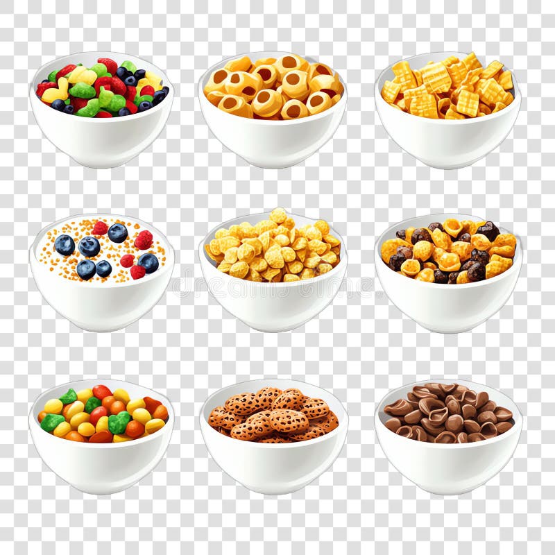 Cereal set illustration stock photo. Illustration of dessert - 341466470