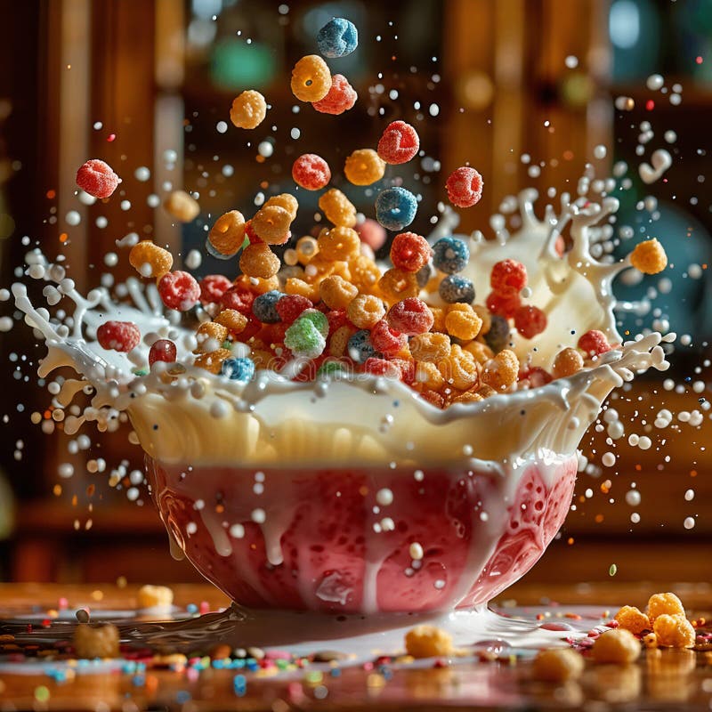 Cereal Splash in Milk stock image. Image of falling - 362635057