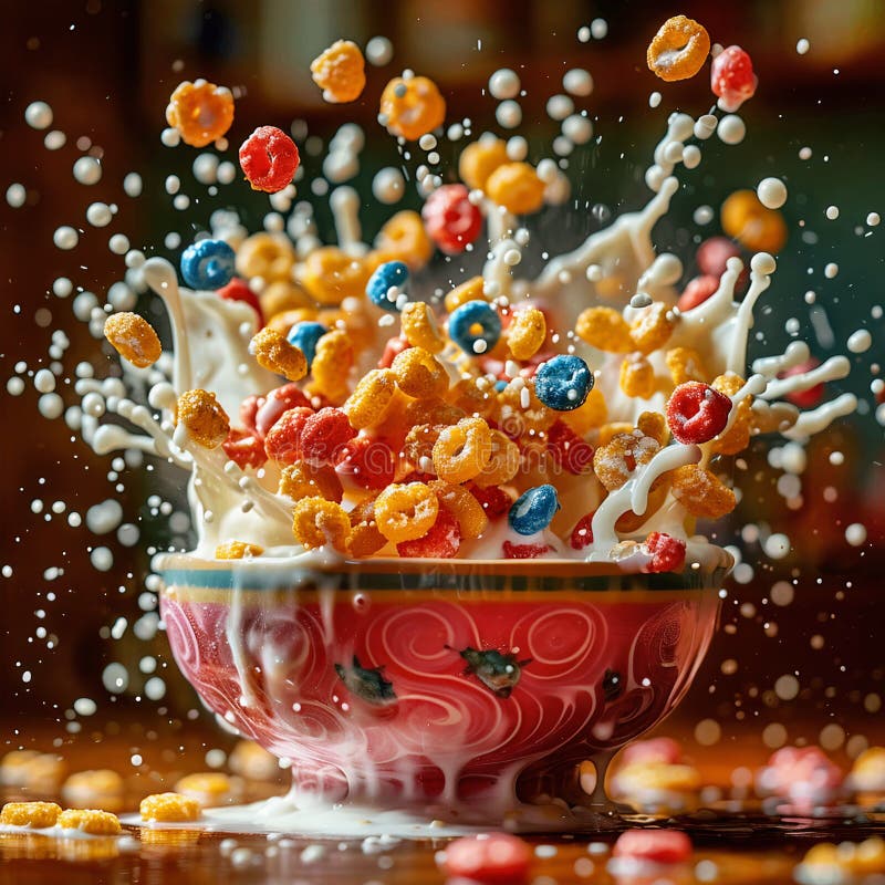 Cereal Splash in Milk stock image. Image of tasty, flakes - 362635641