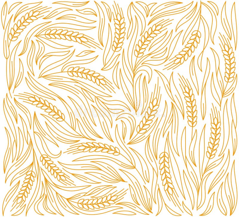 Cereal Wheat Straw Pattern Background. Ears of Wheat, Rye or Barley ...