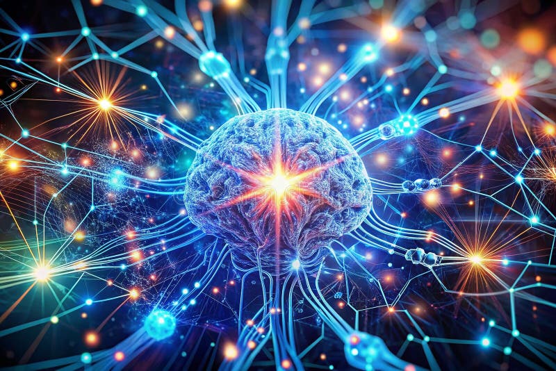 Cerebro De Red Neuronal Que Conecta El Espacio Digital Stock de ...