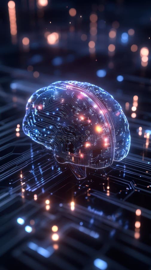 Cerebro Digital Con Circuitos Y Luces Brillantes Stock de ilustración ...