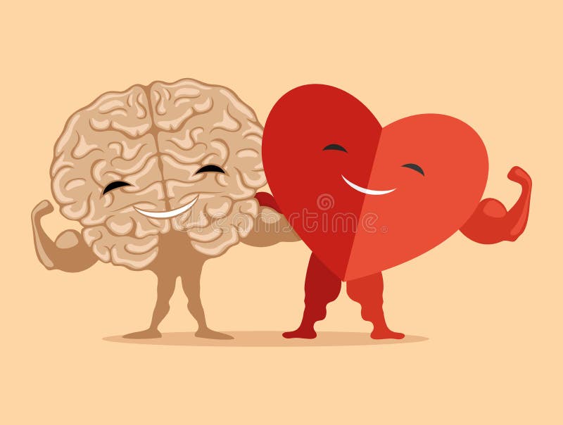 Cerebro y corazón fuertes ilustración del vector. Ilustración de arte ...
