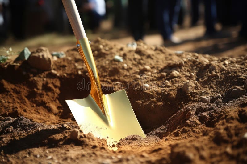 A Ceremonial Gold-painted Spade for a Groundbreaking Stock Photo ...