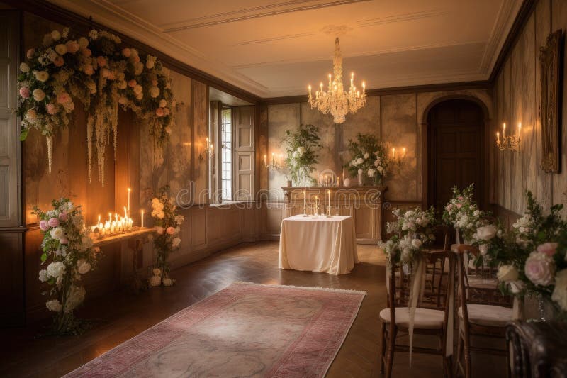 Ceremony Room, with Flowers, Candles and Music for a Romantic Setting ...