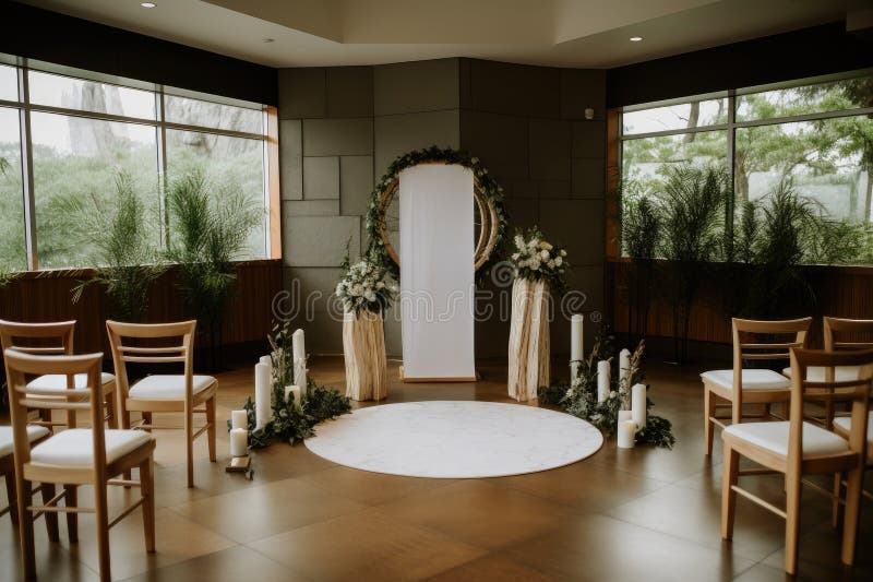 Ceremony Setup with Minimalist Design and Natural Elements for a ...