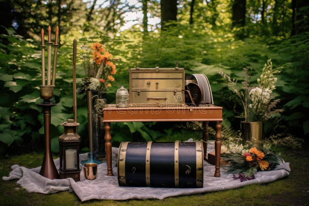 Ceremony Setup with a Time Capsule and Tools Stock Illustration ...