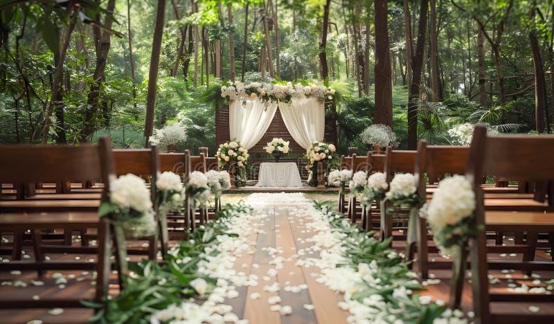 The Ceremony of a Wedding in the Forest Stock Photo - Image of romantic ...