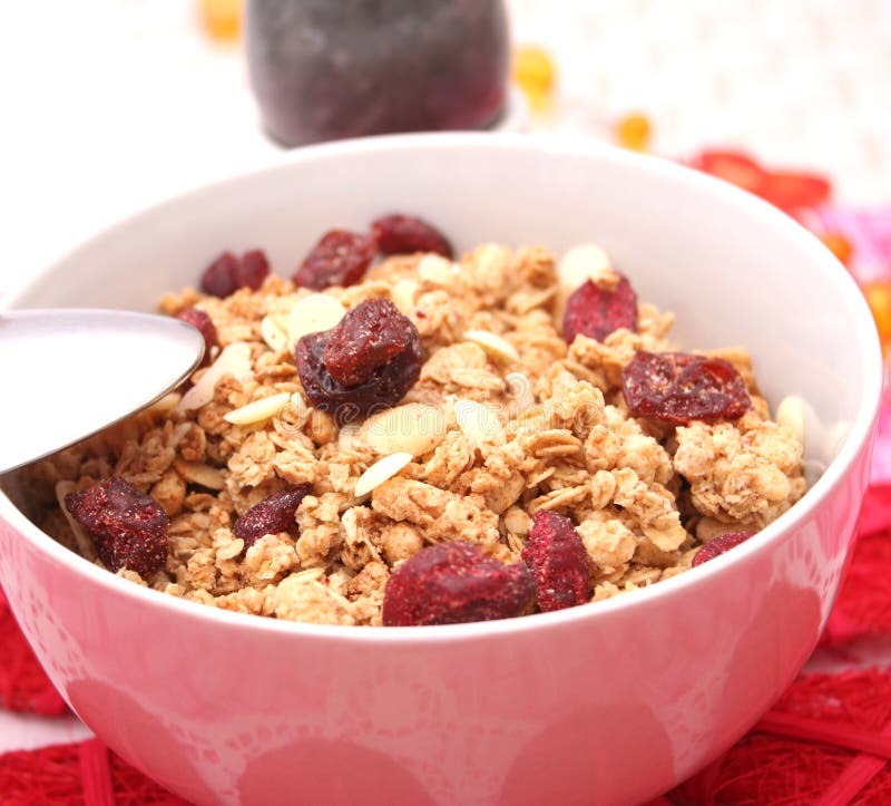 Cerials with cranberries stock photo. Image of muesli - 37198586