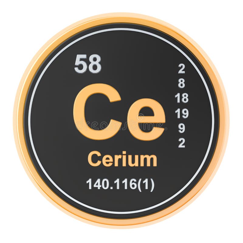 Cerium Chemical 58 Element Of Periodic Table. Molecule And ...