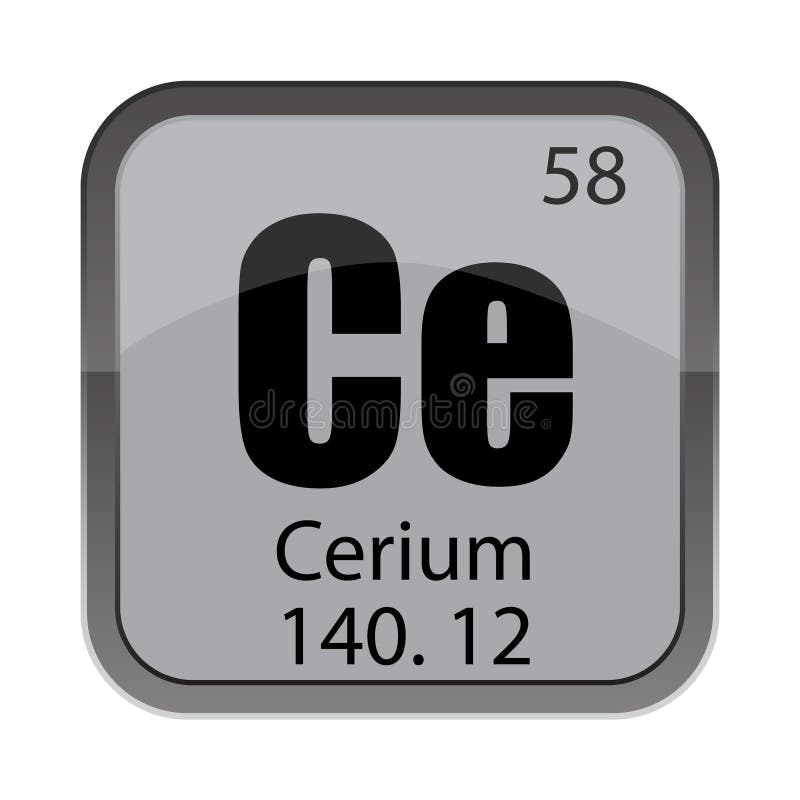 Cerium Ce Element. Atomic Number 58. Mass 140.12 Data. Vector Chemistry ...
