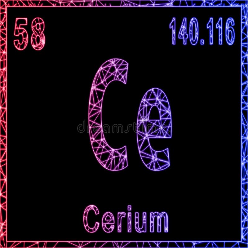 Cerium Ce Chemical Element. Cerium Sign with Atomic Number. Chemical 58 ...