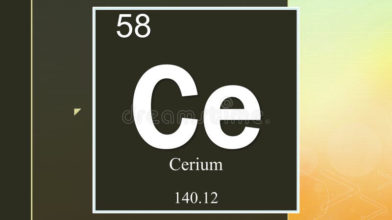 Cerium Chemical Element Symbol on Black Yellow Solid and Gradient Background Stock Illustration ...