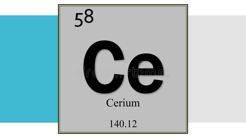 Cerium Chemical Element Symbol on Cyan Gray Colored Solid Background ...