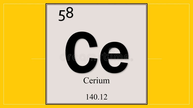 Cerium Chemical Element Symbol on Yellow Abstract Background Stock ...