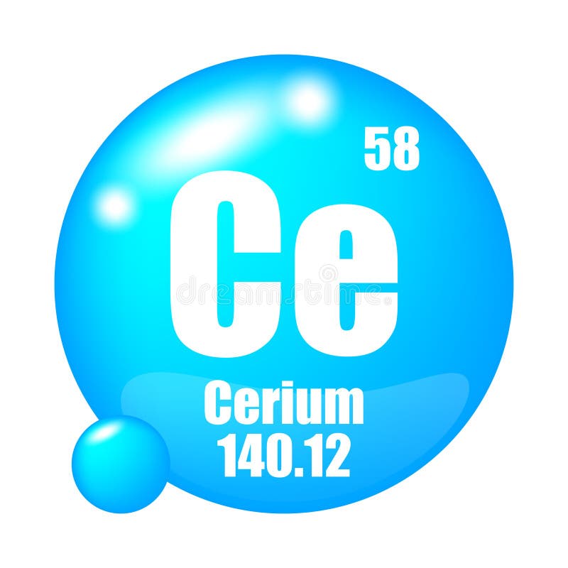 Cerium Icon. Ce Chemical Element. Atomic Number 58. Mass 140.12. Blue ...
