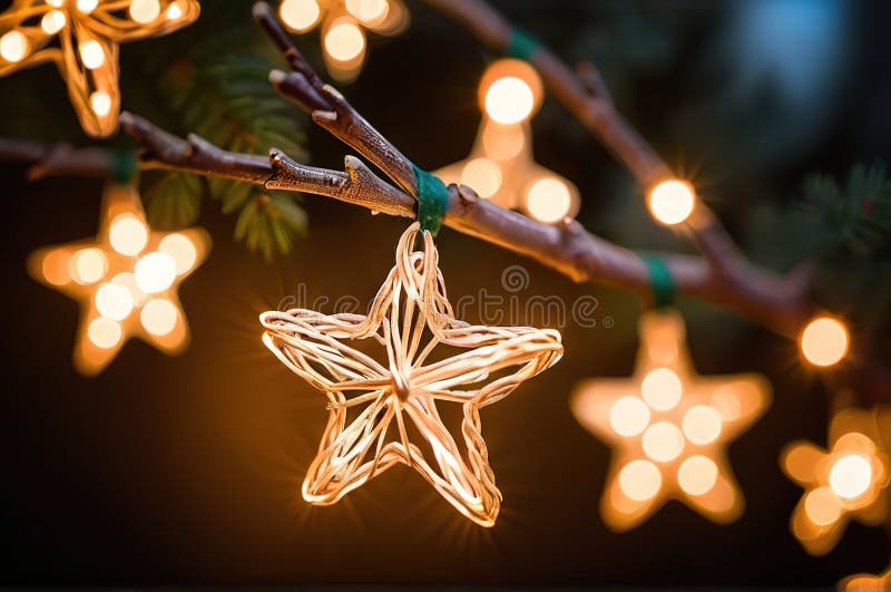 Cerrar Las Luces De Las Estrellas De Navidad En El 9102024 Stock de ...
