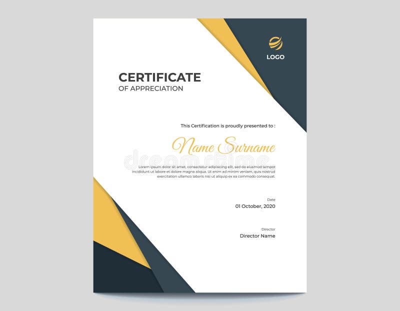 Vertical Gold and Black Shapes Certificate Design Stock Vector ...