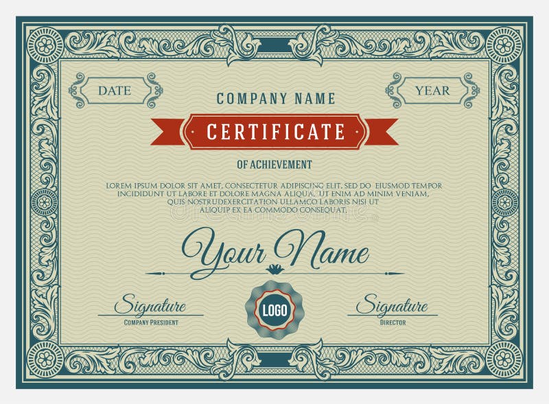 Classic Certificate Old Style Design Template Stock Vector ...