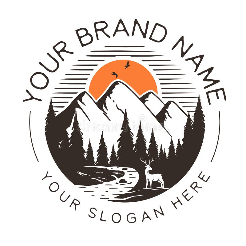 Hunting Deer Logo Design Template Cabin Rental Stock Vector ...