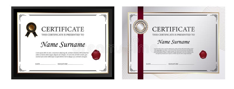 Golden Certificate Template Collection Design. Stock Vector ...
