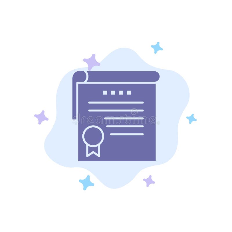 Certificate, Achievement, Degrees, Award Blue Icon on Abstract Cloud ...