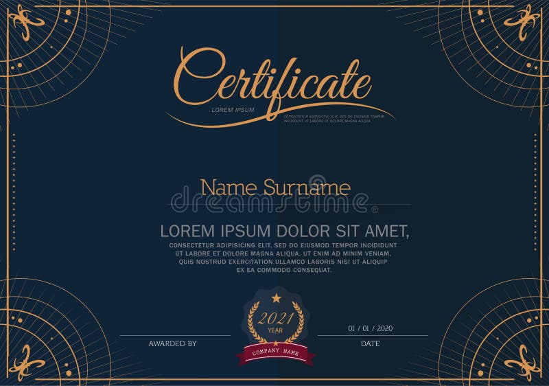 Certificate of Achievement Frame Design Template,blue-white. Stock ...