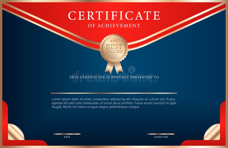 Certificate of Achievement. Vector Template of Certificate of Achievement or Diploma Stock ...
