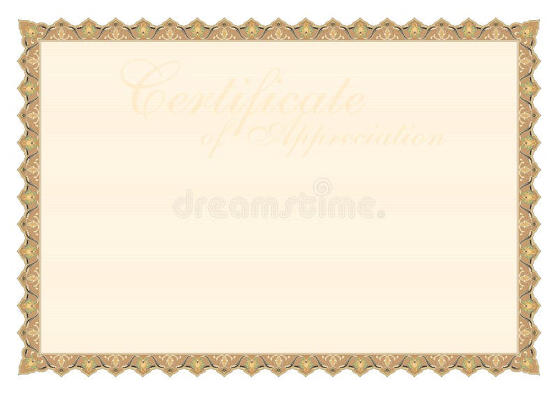 Certificate of Appreciation Border in Gold Colour Composition Stock ...
