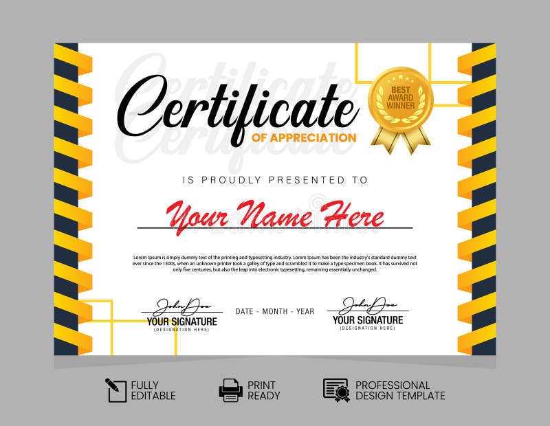 Certificate of Appreciation Design Template. Certificate of Achievement ...