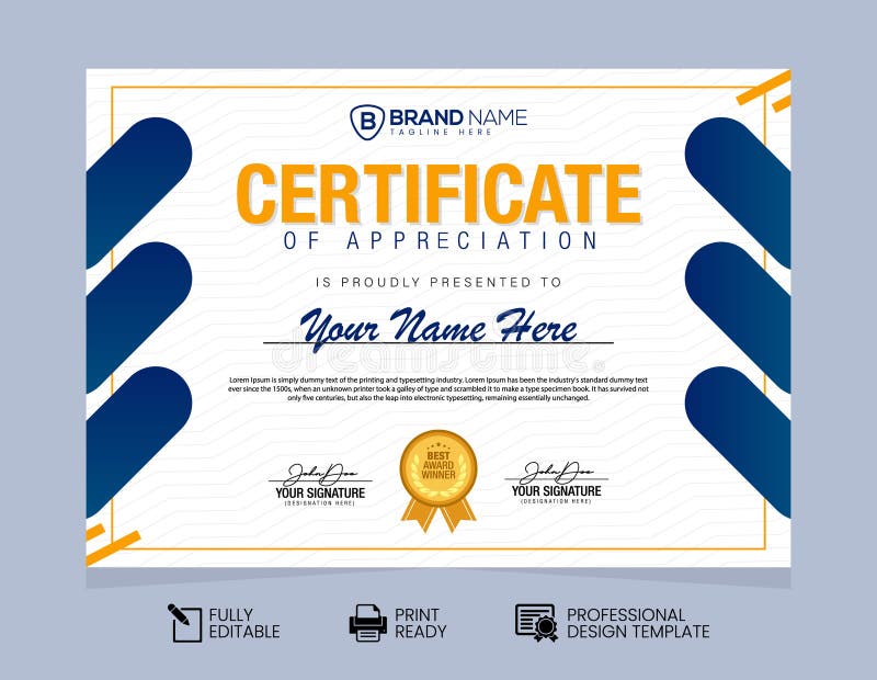 Certificate of Appreciation Design Template. Certificate of Achievement ...