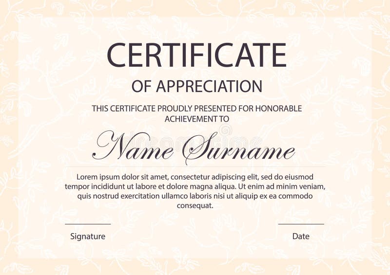 Certificate of Appreciation Template. Corporate Diploma with Flourish ...