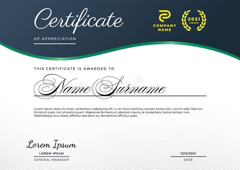 Certificate of Appreciation Template with Deep Blue and Deep Green ...