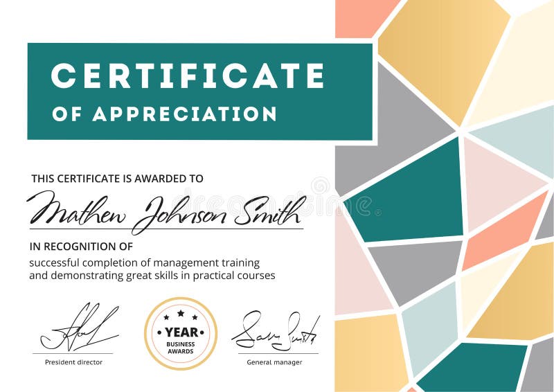 Certificate of Appreciation Template in Modern Design. Business Stock ...