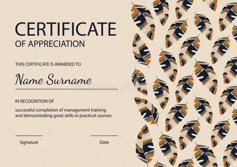 Certificate of Appreciation Template, Flourish Design. Modern Corporate ...