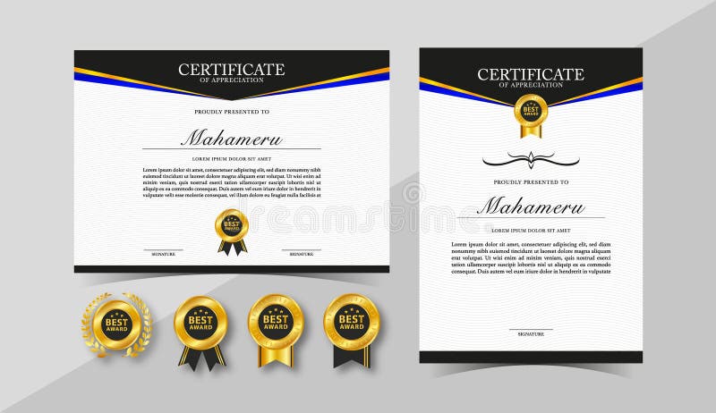 Certificate Appreciation Template Gold and Blue Color Stock Vector ...