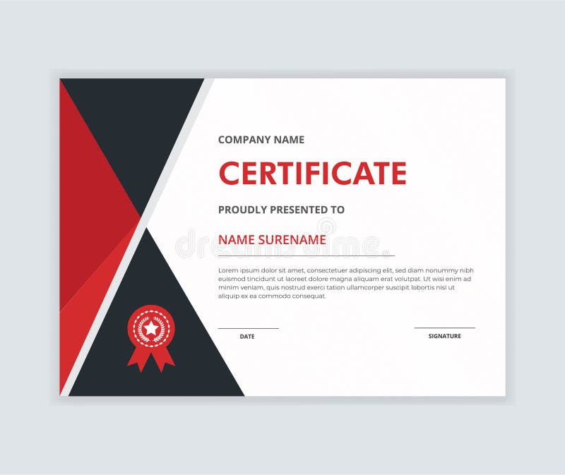Certificate of Appreciation Template, Red and Black Color, Diploma ...
