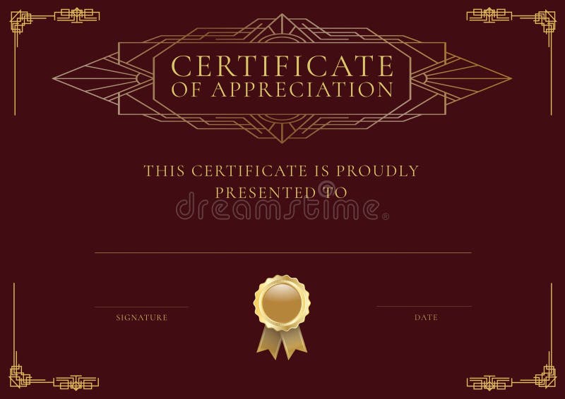 Certificate of Appreciation Text with Rosette and Decorative Borders in ...