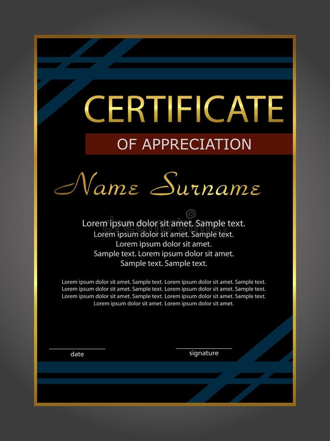 Certificate of Appreciation, Elegant Diploma of Merits Stock Illustration - Illustration of ...