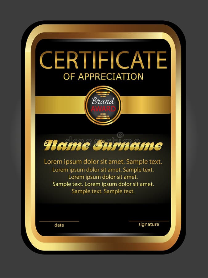 Certificate of Appreciation, Elegant Diploma of Merits Stock Illustration - Illustration of ...