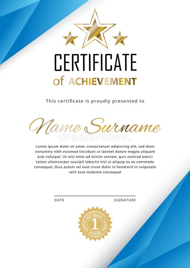 Certificate Blank and Gold Stars. Red Gradient Triangles on White ...