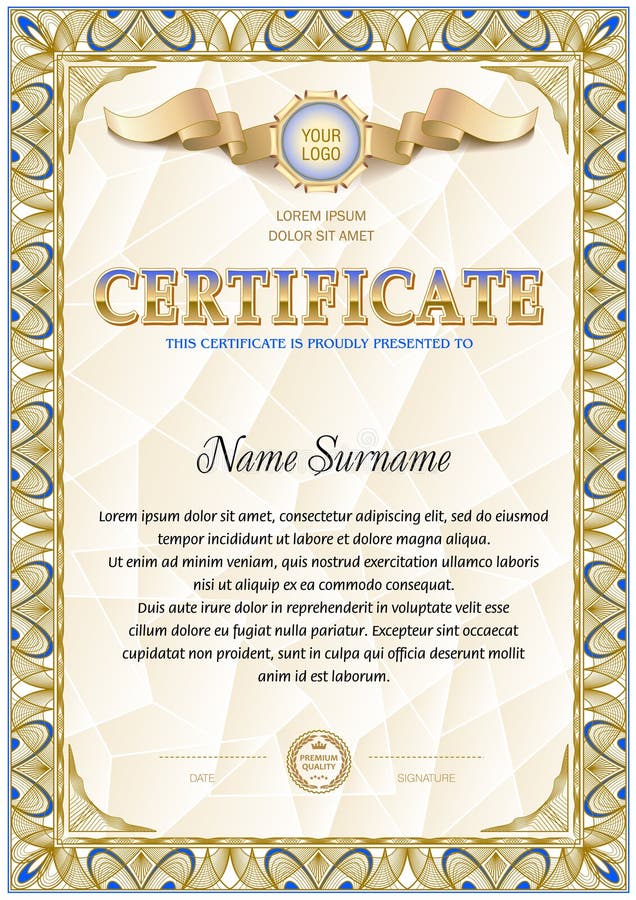 Certificate blank template stock vector. Illustration of color - 96253194