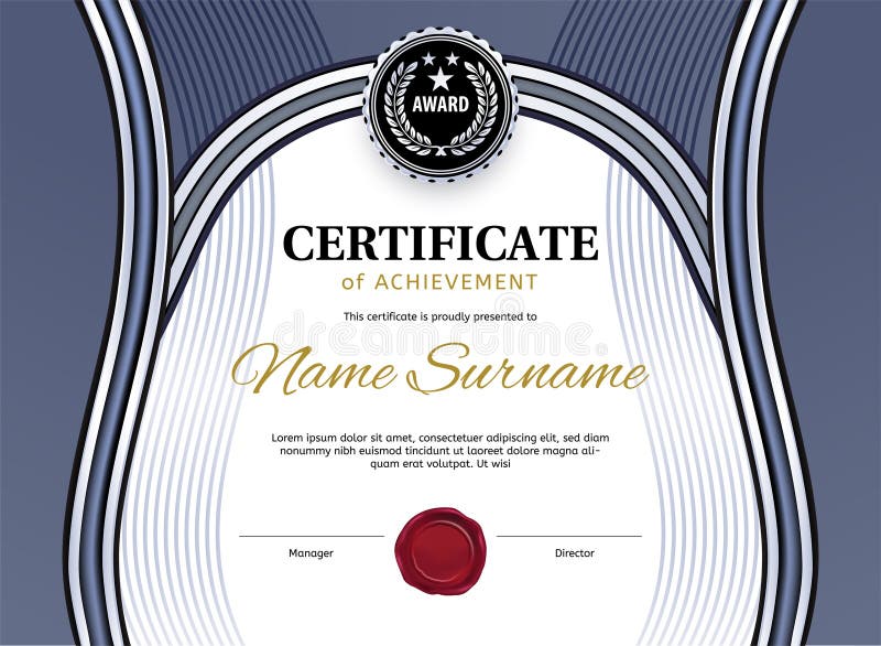 Certificate Blank. White Silver Blue Arc Frame on White Background ...