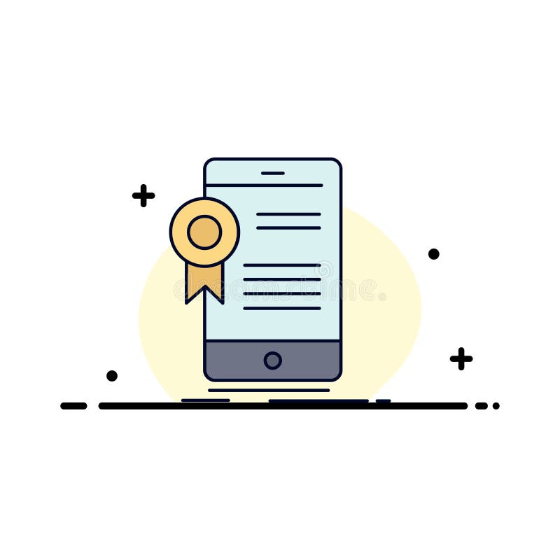Certificate, Certification, App, Application, Approval Flat Color Icon ...