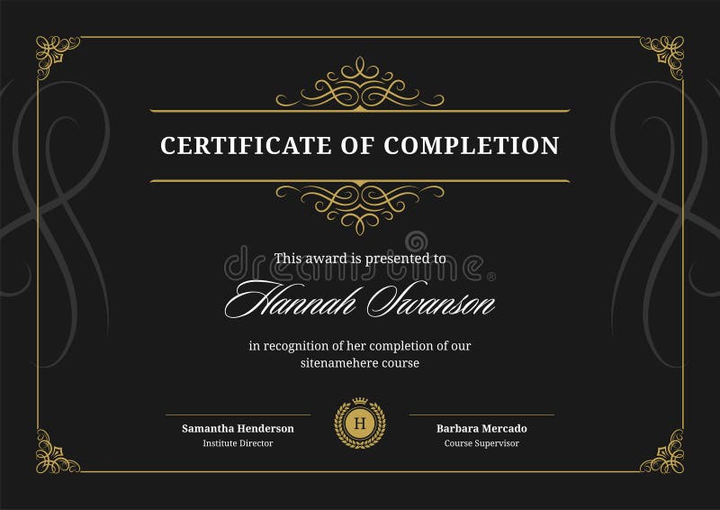 Certificate of Completion Graduation Black Diploma Degree Qualification ...