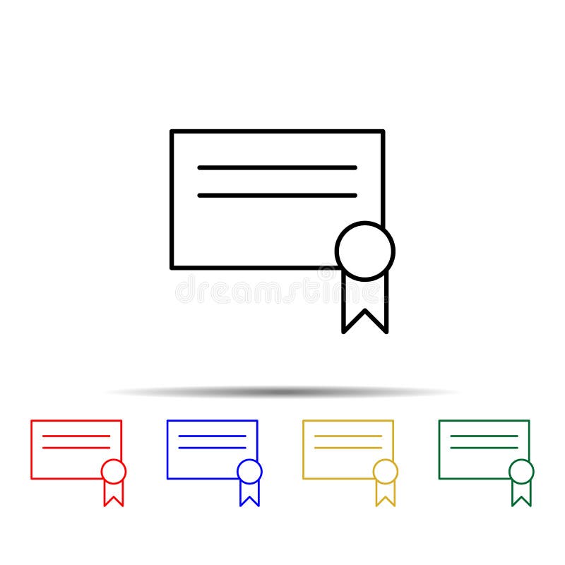 Certificate of Completion Multi Color Style Icon. Simple Thin Line ...