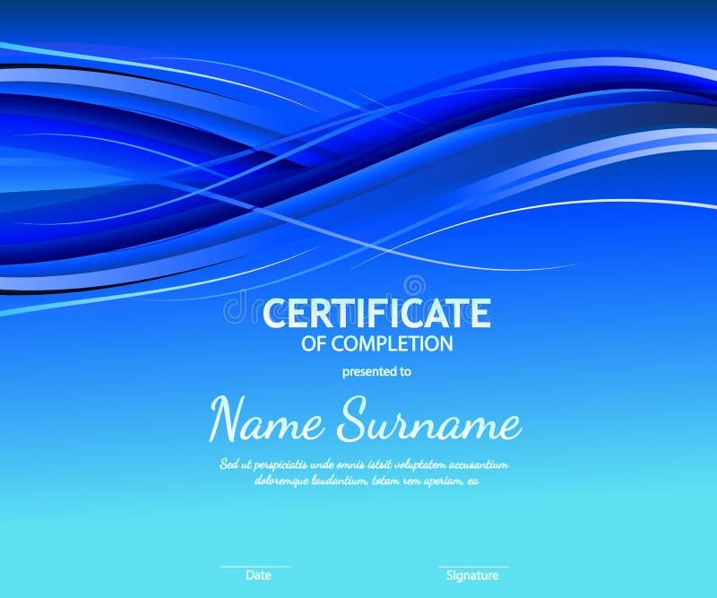 Certificate of Completion Template with Dynamic Soft Wavy Background ...