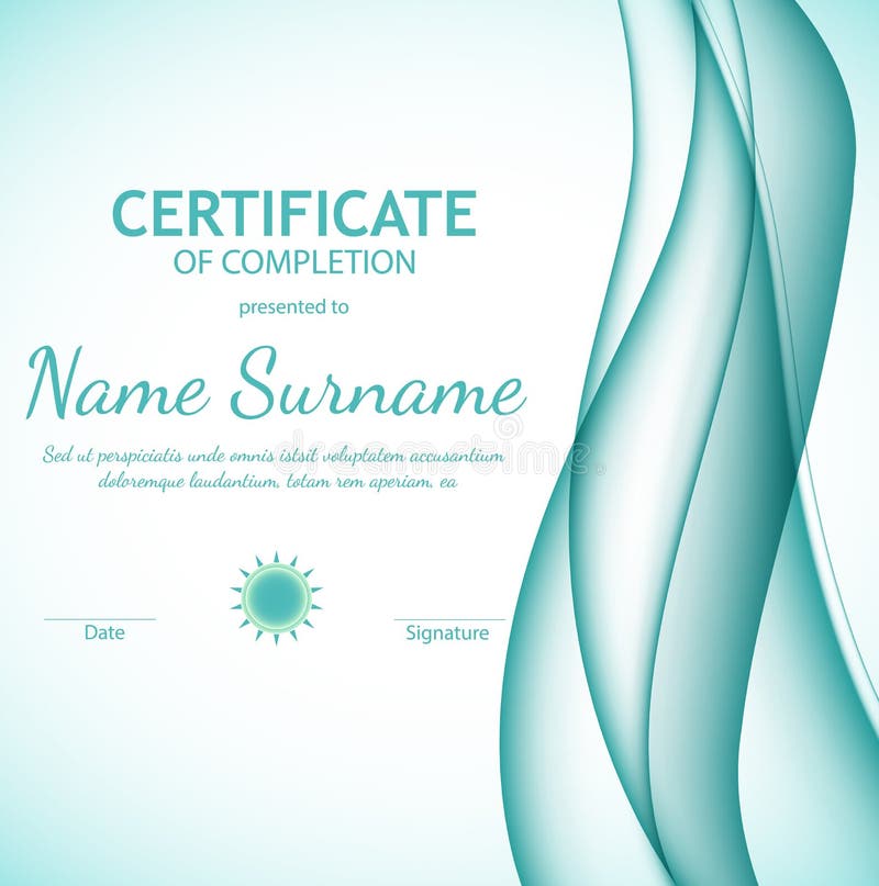 Certificate of Completion Template with Dynamic Soft Wavy Background ...