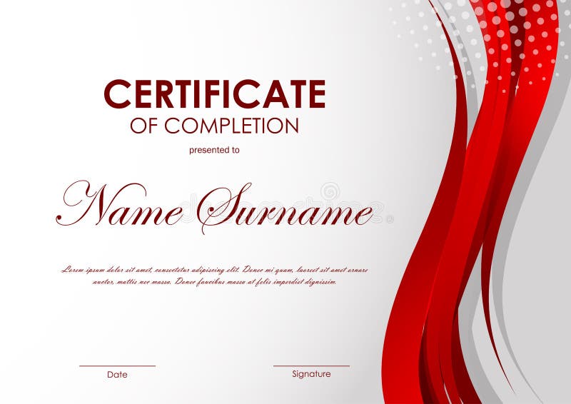 Portrait Luxury Certificate Template with Elegant Golden Red Border ...