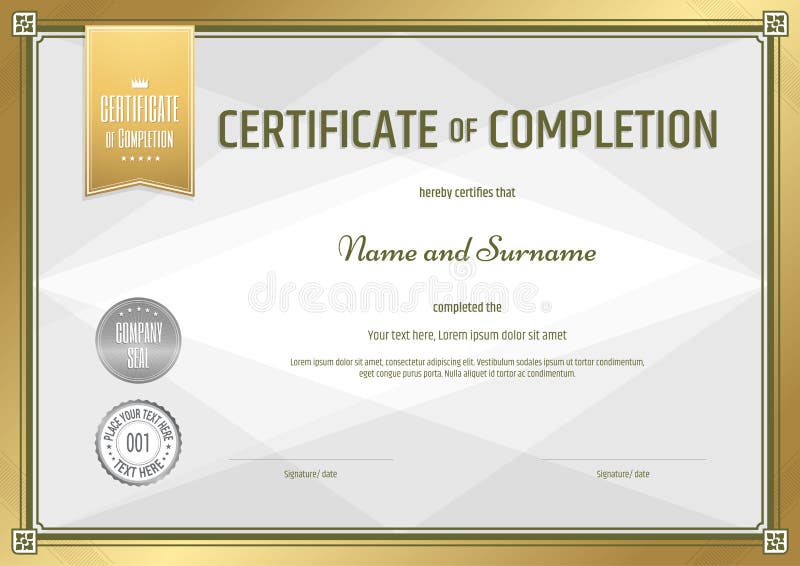 Certificate Completion Gold Seal Stock Illustrations – 1,664 ...